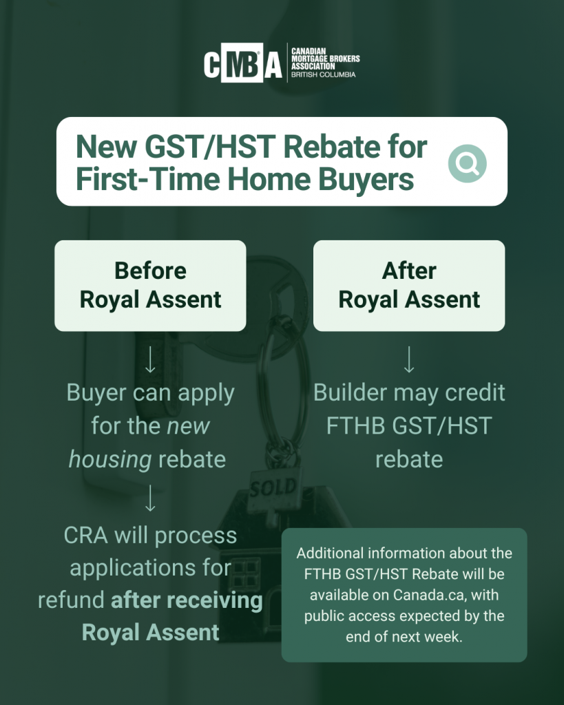 CMBA-BC obtains clarification on FTHB GST/HST Rebate - CMBA-BC